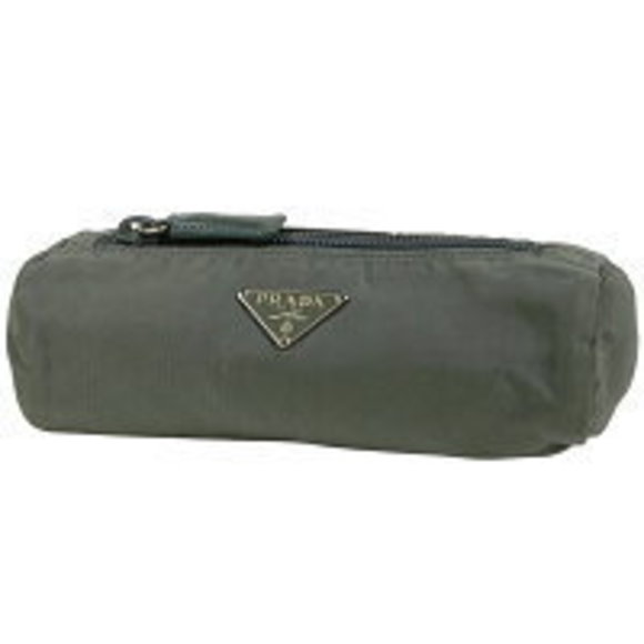 Prada | Bags | Prada Logo Pouch Accessory Makeup Cosmetics Gray | Poshmark